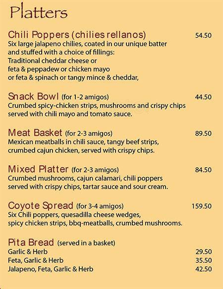 Cactus Mexican Restaurant Menu