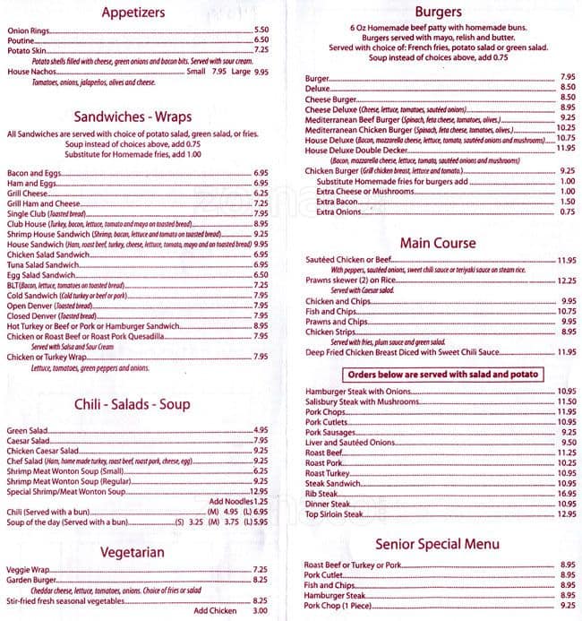 Menu at Katy's Restaurant, Langley Township