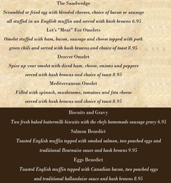 Menu at Masters Restaurant, Erie