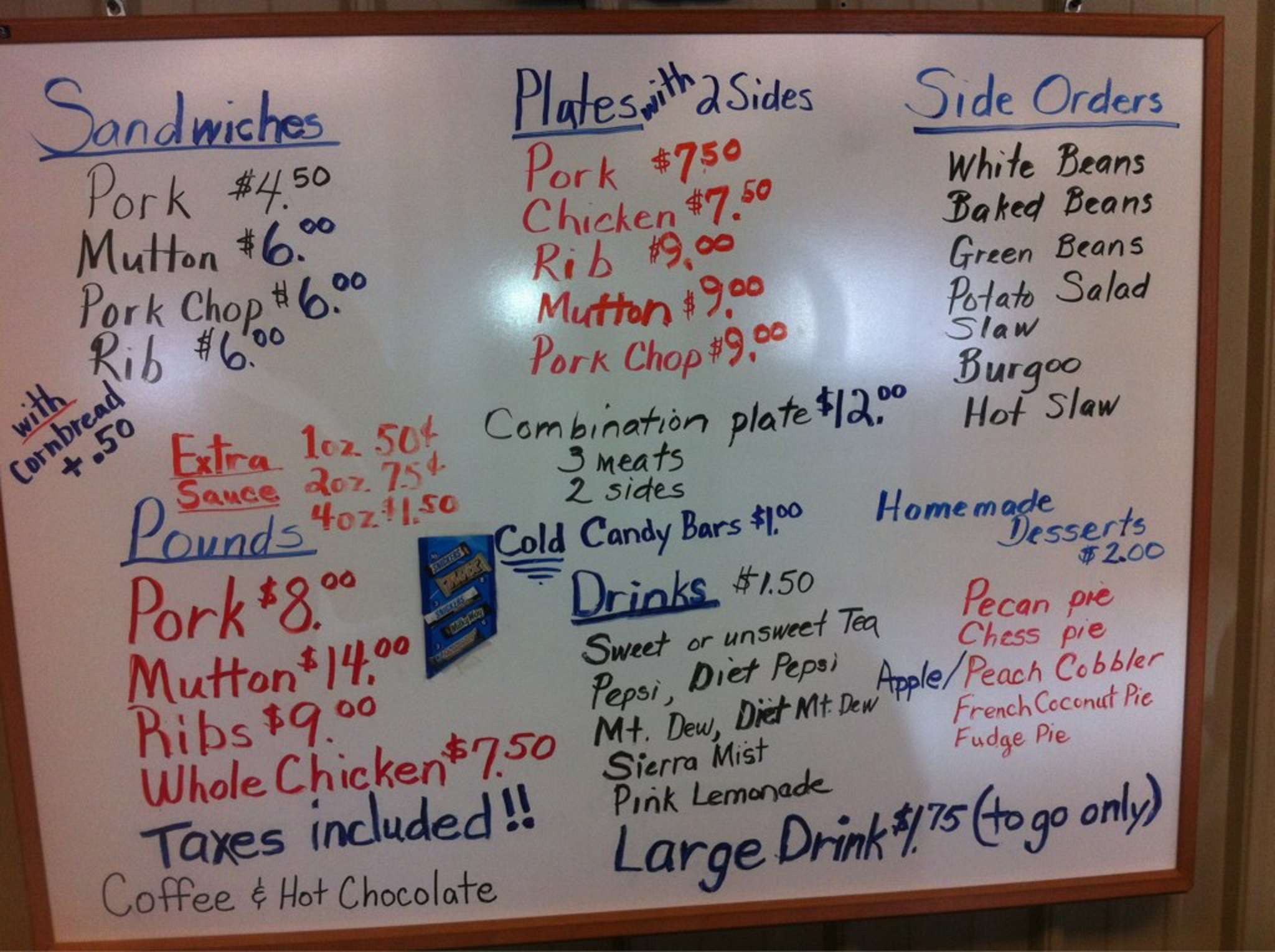 Menu at Bar B Que Shack, Hopkinsville
