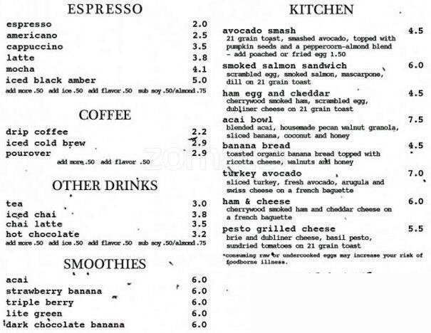 Menu at Drift Coffee Shop & Kitchen Ocean Isle Beach cafe, Ocean Isle Beach