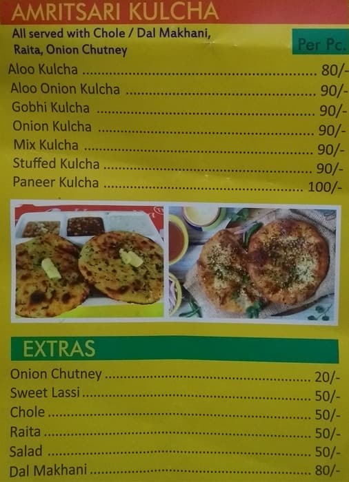 Menu at Happy Da Amritsari Kulcha Corner, New Delhi, Shop 64