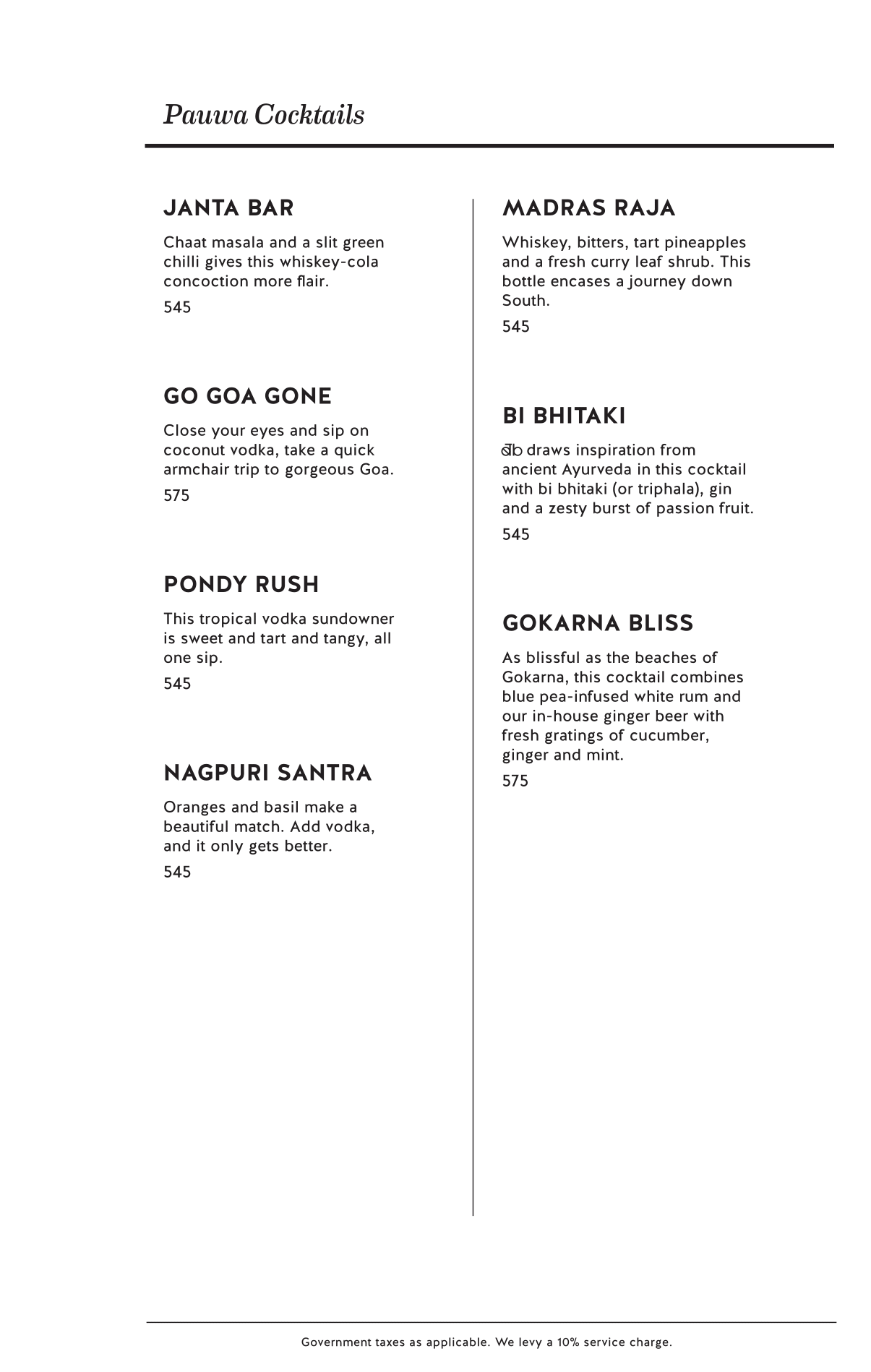 Menu of Bombay Brasserie, Bellandur, Bangalore