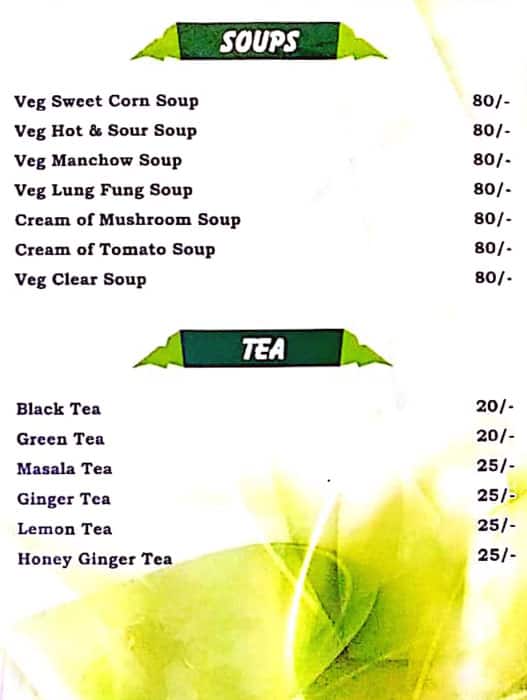 Menu of Green Leaf Cafe, Ranipur, Haridwar