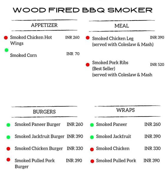 Menu of Win's Smoke House, Bardez, Goa