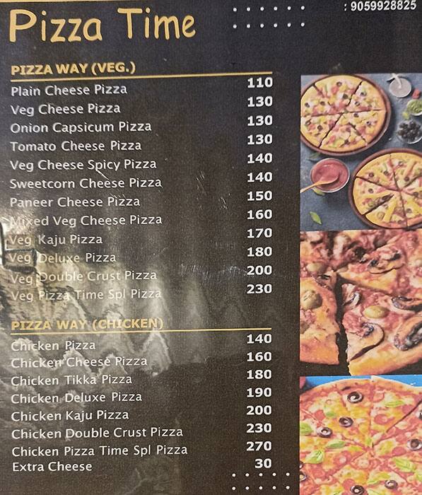 Menu of Pizza Time, Nadurgul, Hyderabad