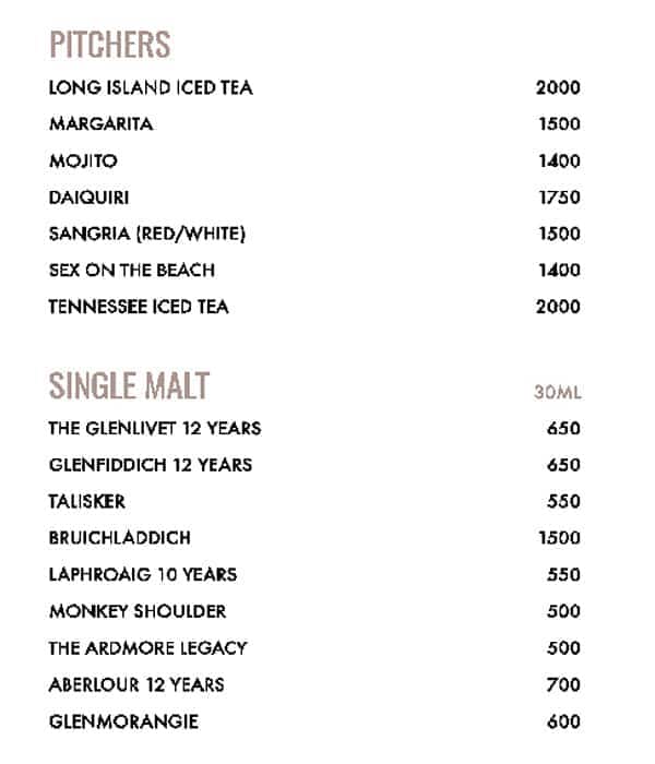 Menu of Murphies, Koregaon Park, Pune