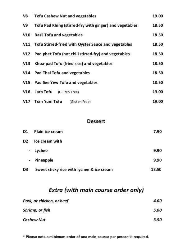 Menu at Phuthai Esarn Restaurant, Wellington