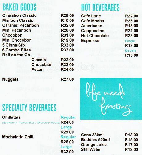 Cinnabon Menu, Menu for Cinnabon, Menlyn, Pretoria - Zomato SA