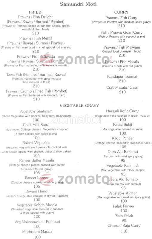 Menu at Mehfil, Pune, Patil Arcade