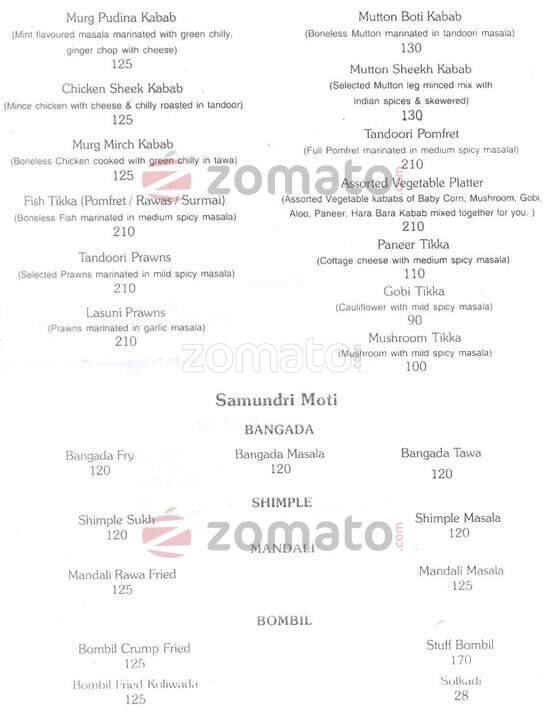 Menu at Mehfil, Pune, Patil Arcade