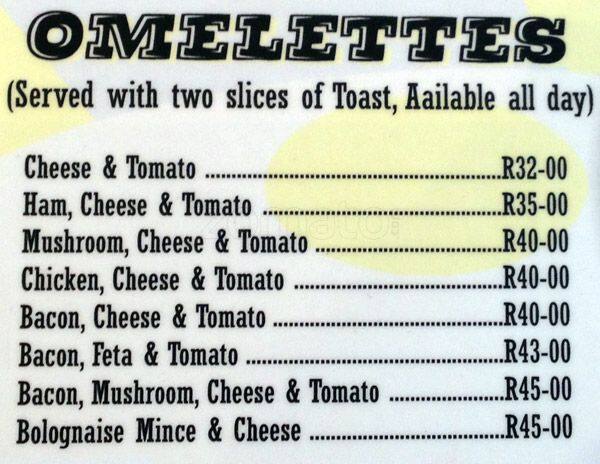 Menu at Hungry Camel cafe, George, 16B Multi Centre