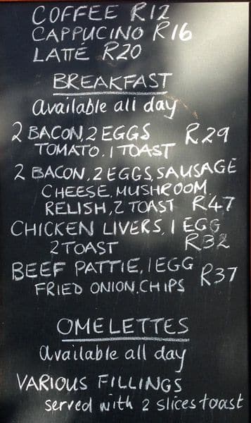 Menu at Hungry Camel cafe, George, 16B Multi Centre