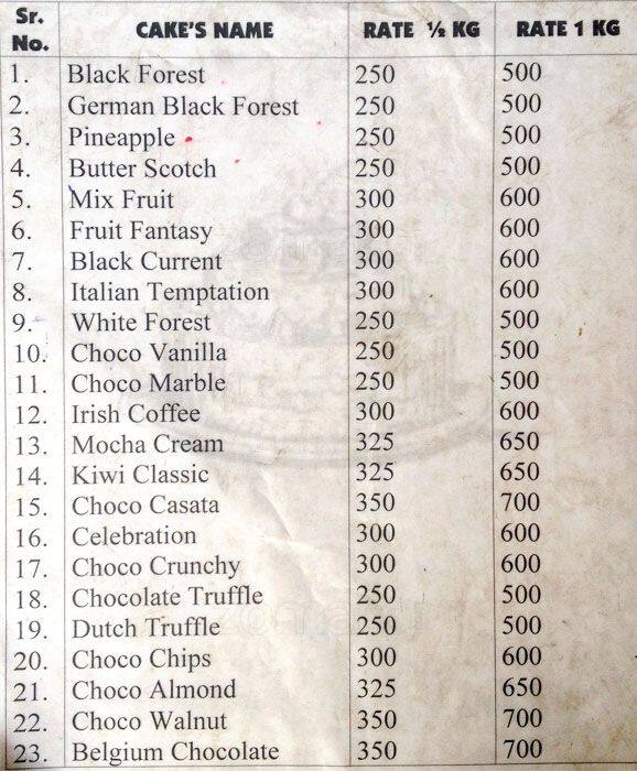 Menu at Bakery Bites, Navi Mumbai, 5 Shop No