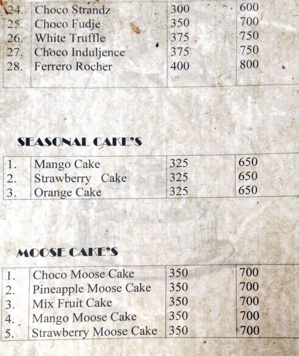 Menu at Bakery Bites, Navi Mumbai, 5 Shop No