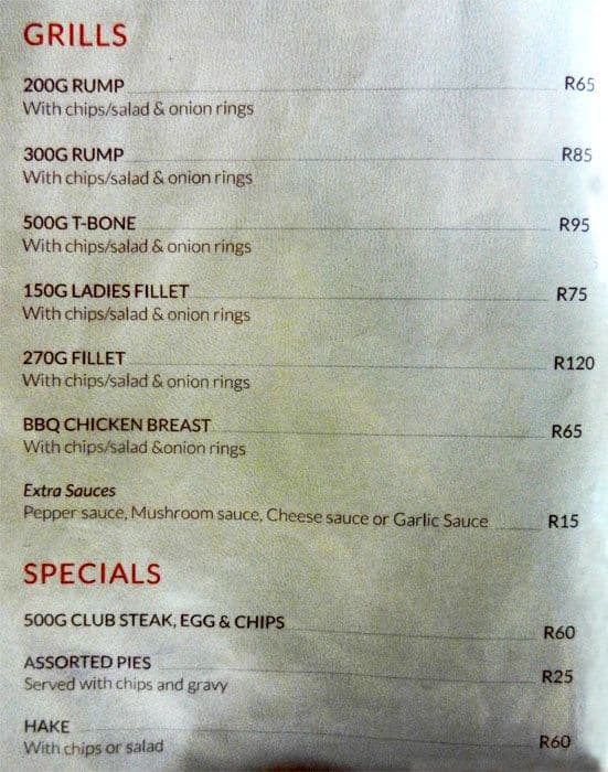 Menu at Seasons Golf Estate Restaurant, Hartbeespoort