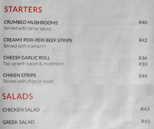 Menu at Seasons Golf Estate Restaurant, Hartbeespoort