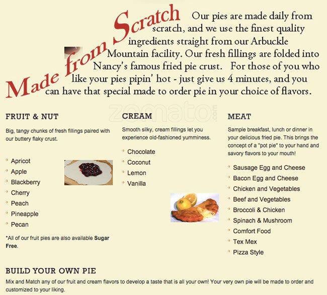 Menu at The Original Fried Pie Shop desserts, Dallas, Main St