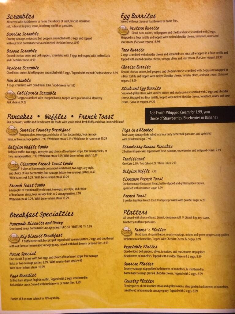 Menu at Huck House Brunchette cafe, Garden City