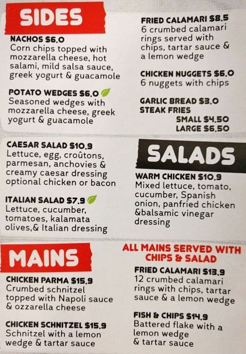 Menu at Oz Pizza Delight pizzeria, Berwick