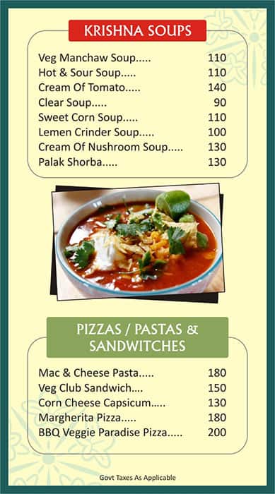 Menu at Krishna Pure Veg, Pune, Shop 14