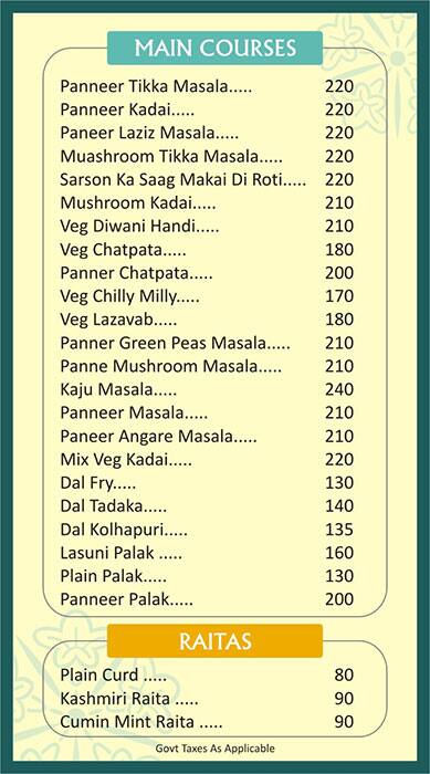 Menu at Krishna Pure Veg, Pune, Shop 14