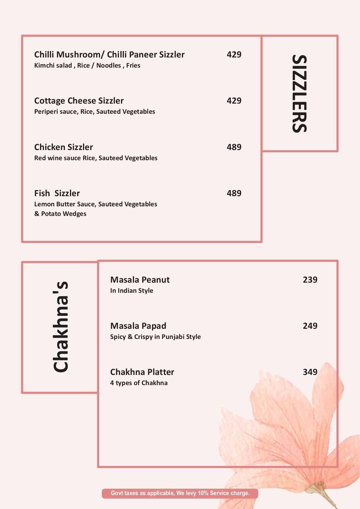 Menu at Bella Rossa, Delhi, Plot No. G