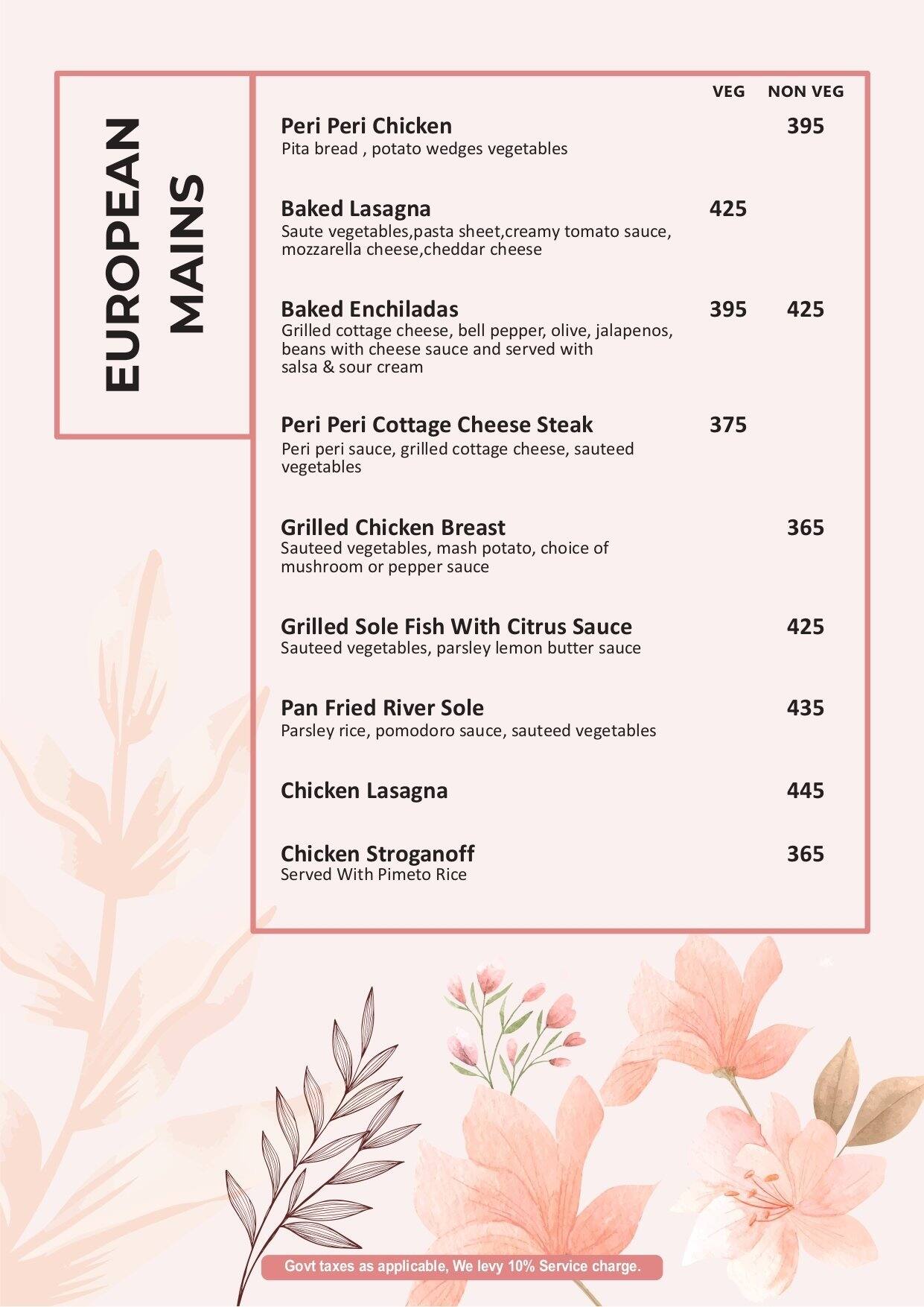 Menu at Bella Rossa, Delhi, Plot No. G