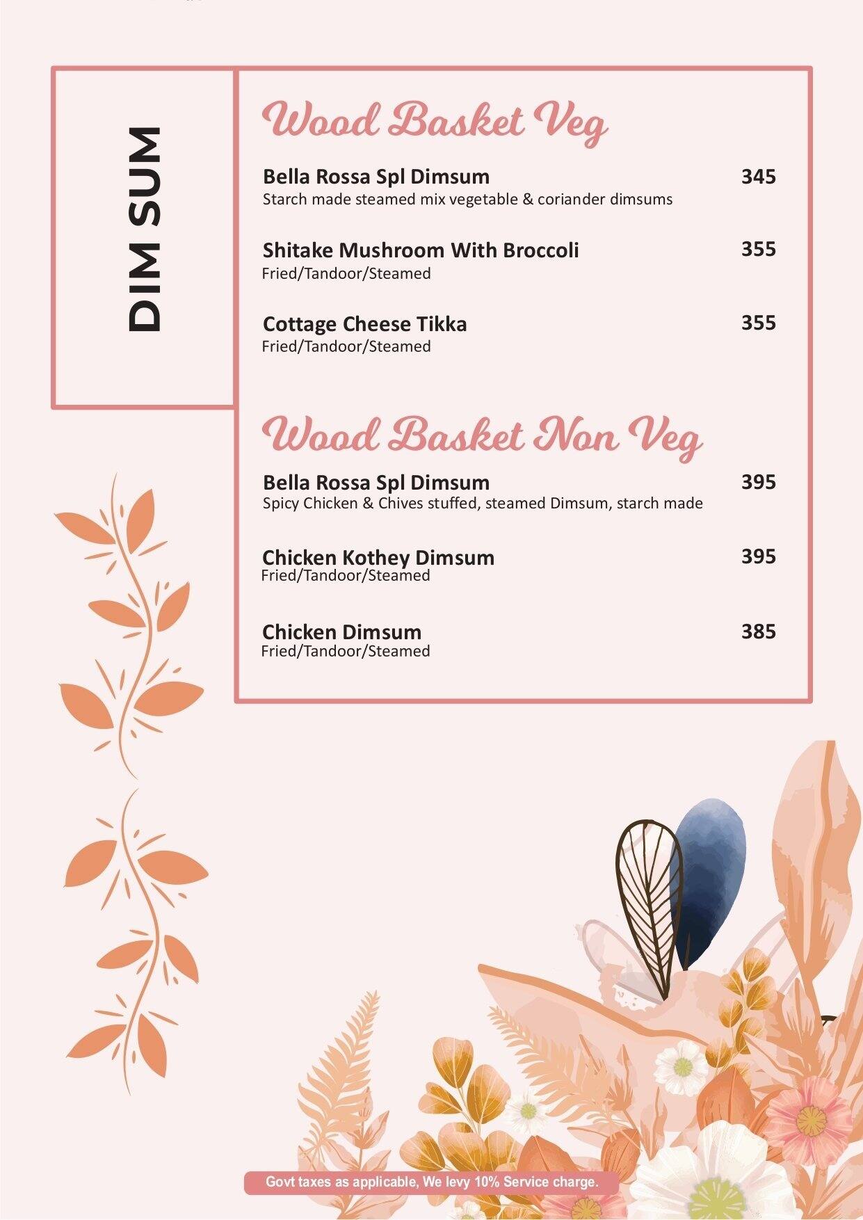 Menu at Bella Rossa, Delhi, Plot No. G