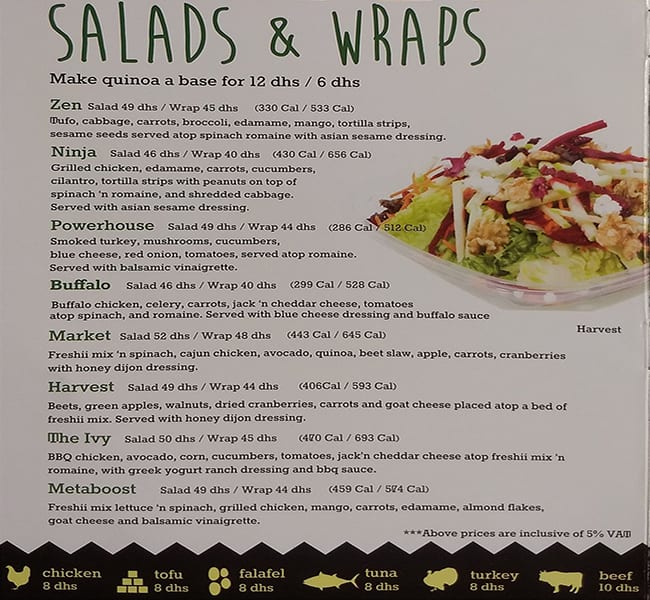 Menu at Freshii Dubai restaurant, Dubai, Unit TB1-28