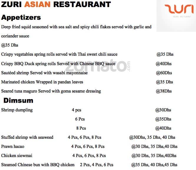 Zuri Food Menu at Jennifer Hubbard blog