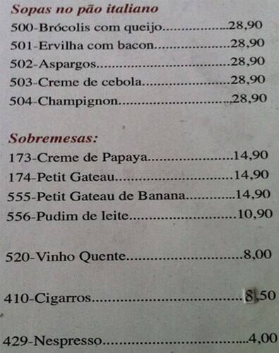 Menu em Zero Grau Mooca pub & Bar, São Paulo, R. Me. de Deus