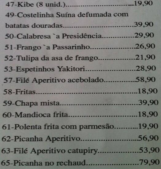Menu em Zero Grau Mooca pub & Bar, São Paulo, R. Me. de Deus