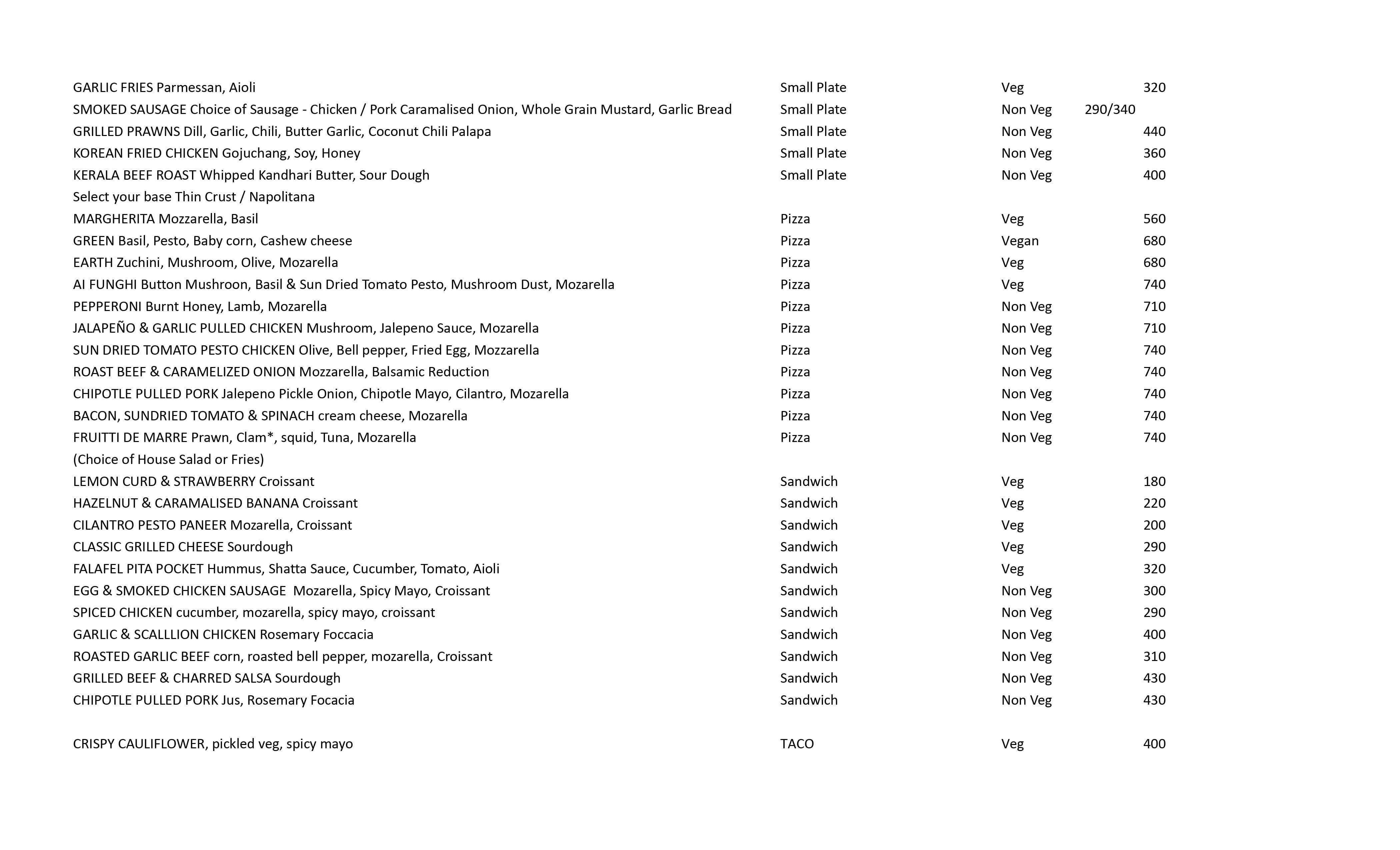 Menu at Pandhal Cafe & Deli, David Hall Art Cafe CGH Earth, Kochi, 1/ ...
