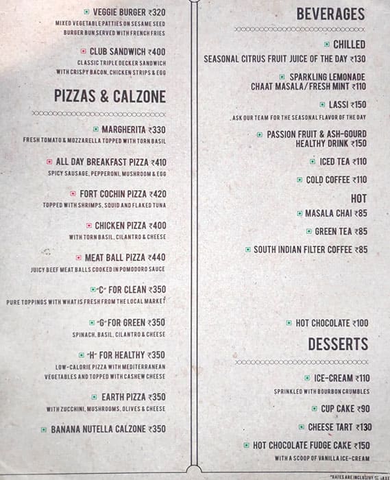 Menu at Pandhal Cafe & Deli, David Hall Art Cafe CGH Earth, Kochi, 1/ ...