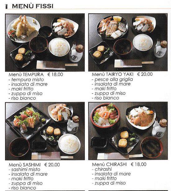 Menu at Aoyama Fusion Restaurant, Milan