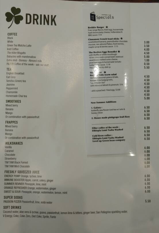 Menu at Clover Cafe Annandale, Annandale