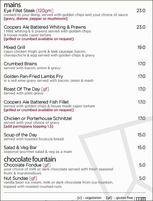 Menu at Warradale Hotel pub & bar, Warradale