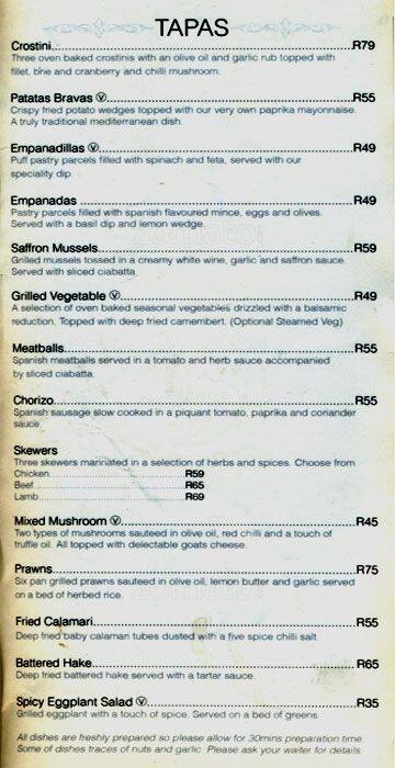 Menu at Tanglewood Terrace - Seasons Sports & Spa cafe, Hartbeespoort