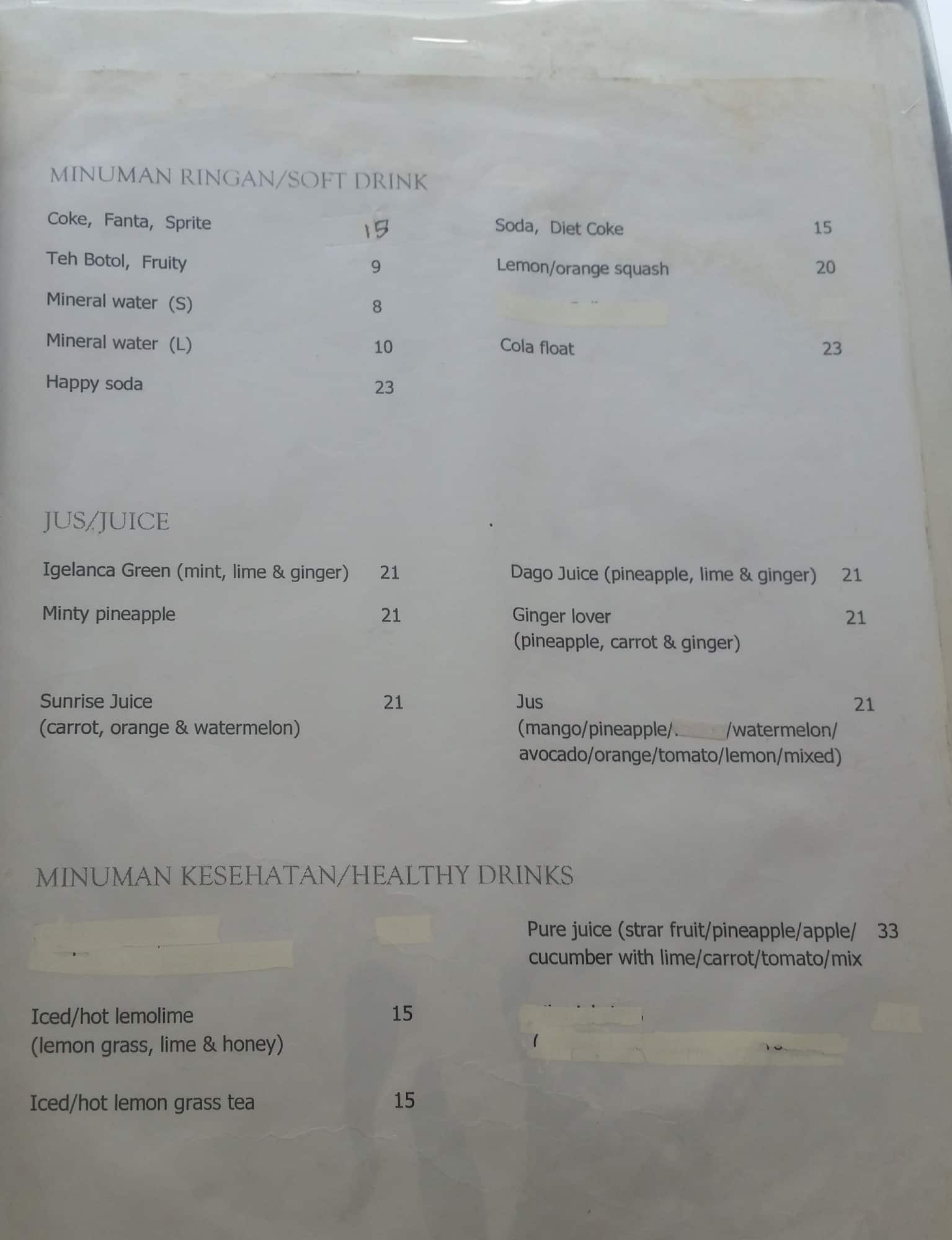 Menu at Warung Cenik Sushi & Coffee Bar, Bedulu