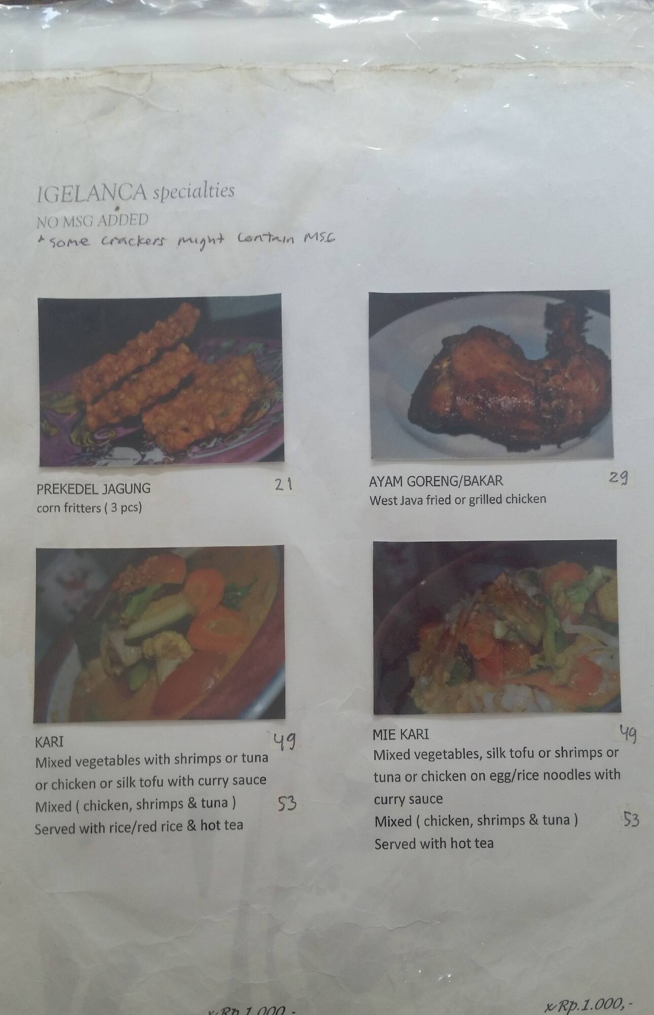 Menu at Warung Cenik Sushi & Coffee Bar, Bedulu