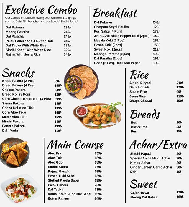 Menu of Sindhi Tadka, Nerul, Navi Mumbai