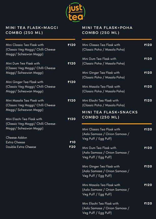 Menu at Cafe Just Tea, Chennai