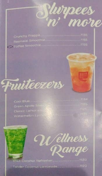 Menu at Café Coffee Day, Kolkata, KPC Hospital Rd