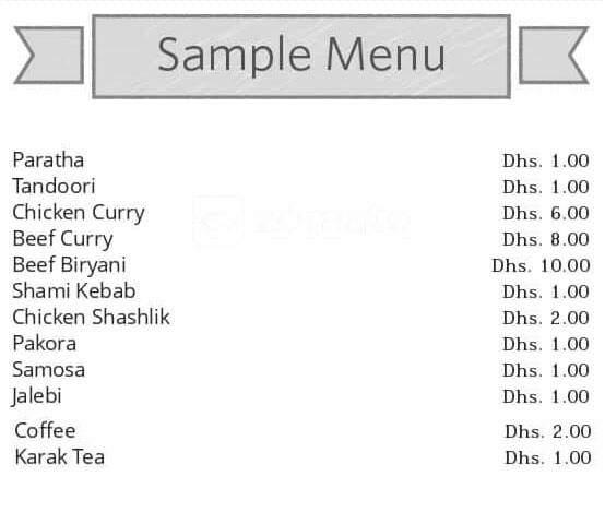 Menu at Khalaf mohamed restaurant, Abu Dhabi