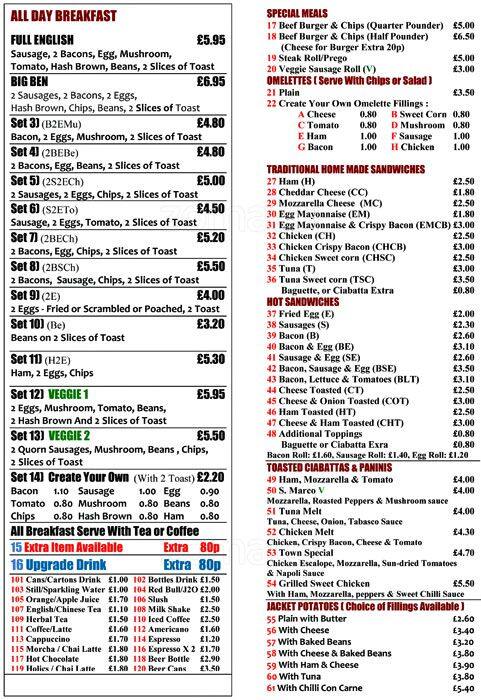 Town Cafe Menu, Menu for Town Cafe, Battersea, London - Zomato UK