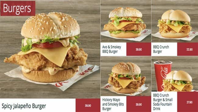 Menu at KFC restaurant, Paarl, 78 Lady Grey St