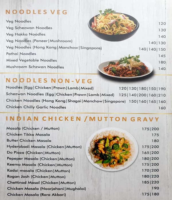 Menu at Rahath City, Chennai