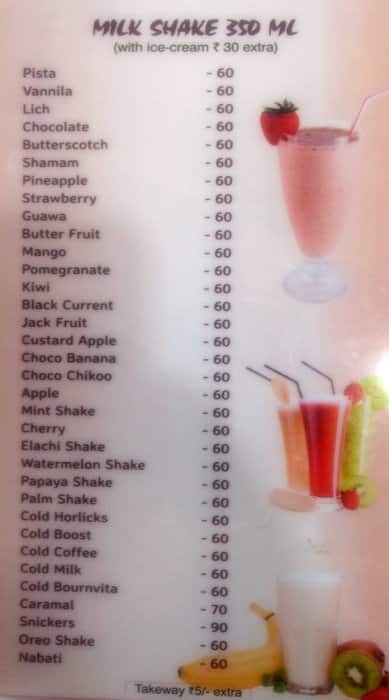 Menu at Zero Degree - Taste Your Imagination, Kanathur, 124