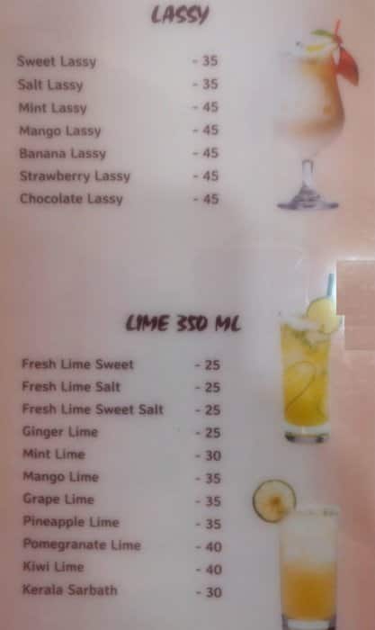 Menu at Zero Degree - Taste Your Imagination, Kanathur, 124